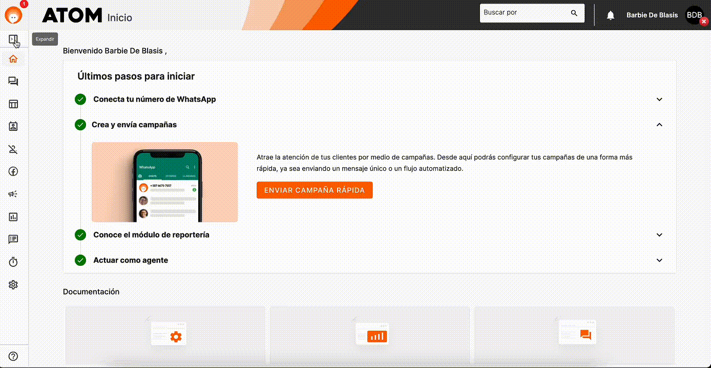 Cómo iniciar sesión en Atom y acceso a la pantalla principal